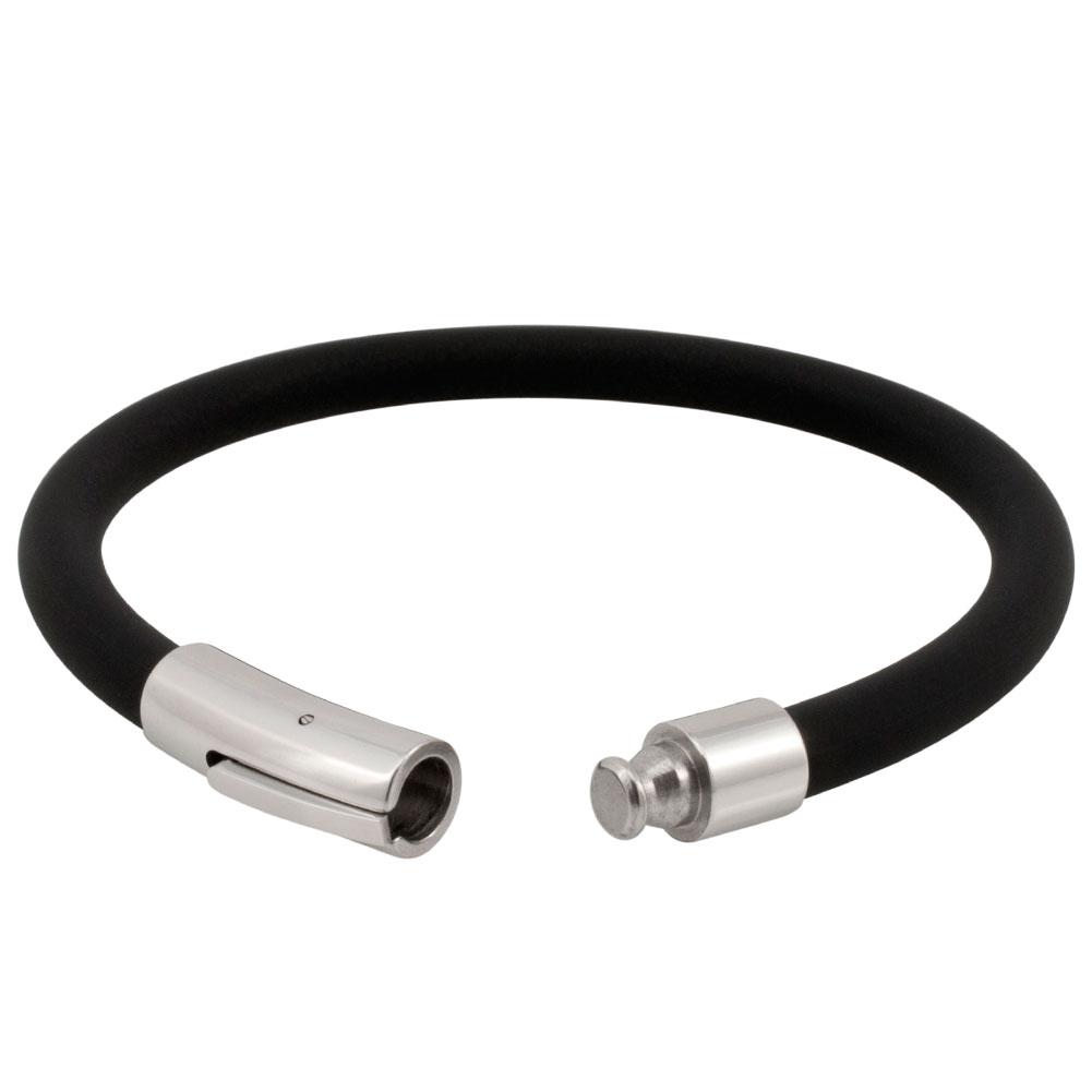Soft Black Rubber Bracelet with Fancy Stainless Steel Clasp – Monster Steel